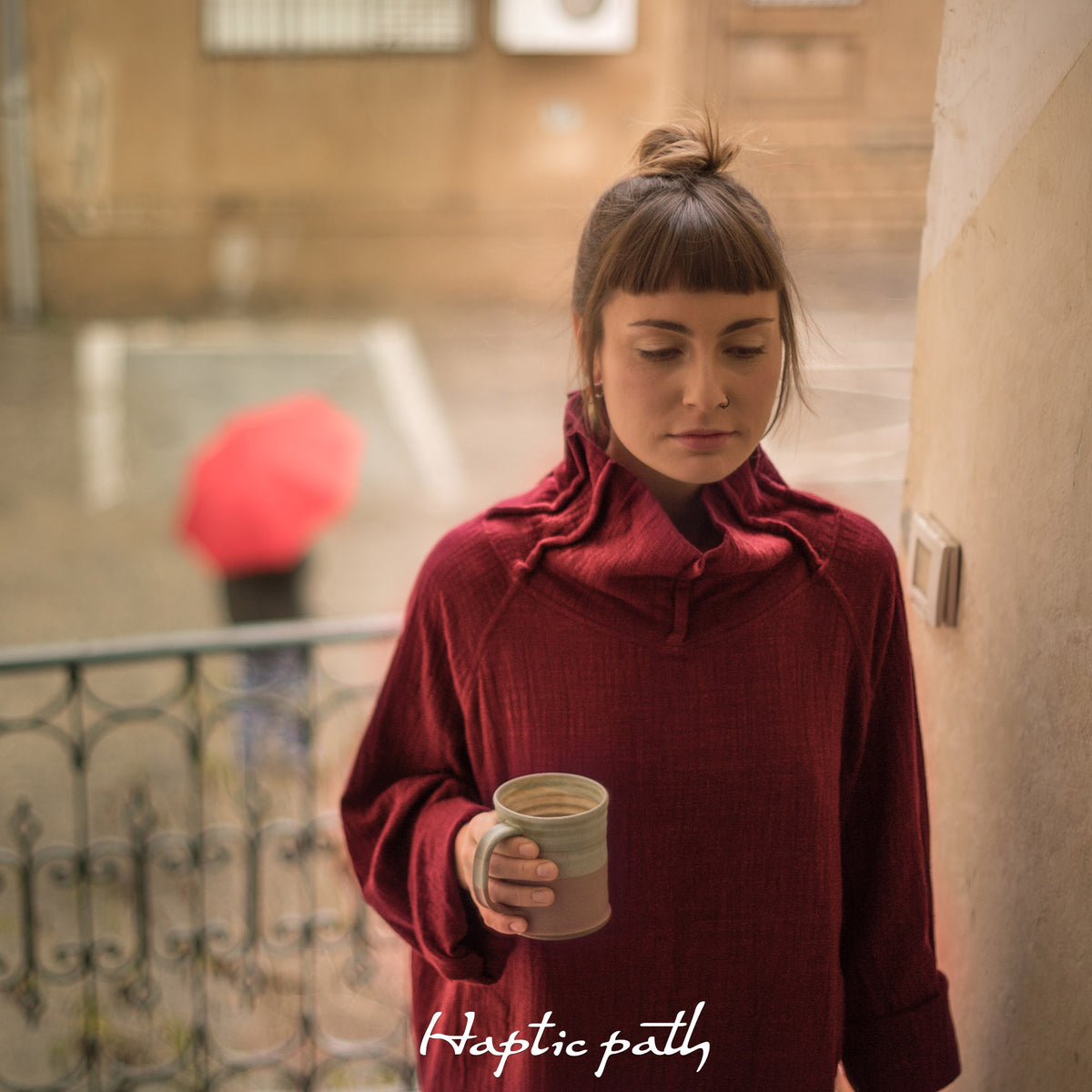 Terracotta cosy unisex hemp jumper | Hapticpath.com – Haptic path